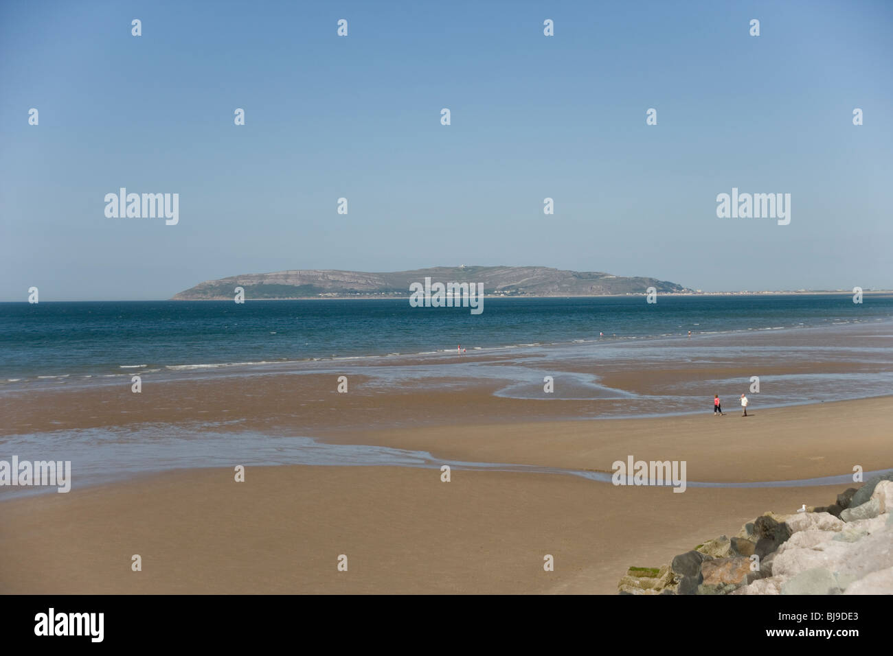 The Great Orme at Llandudno from the beach to the west in North Wales ...