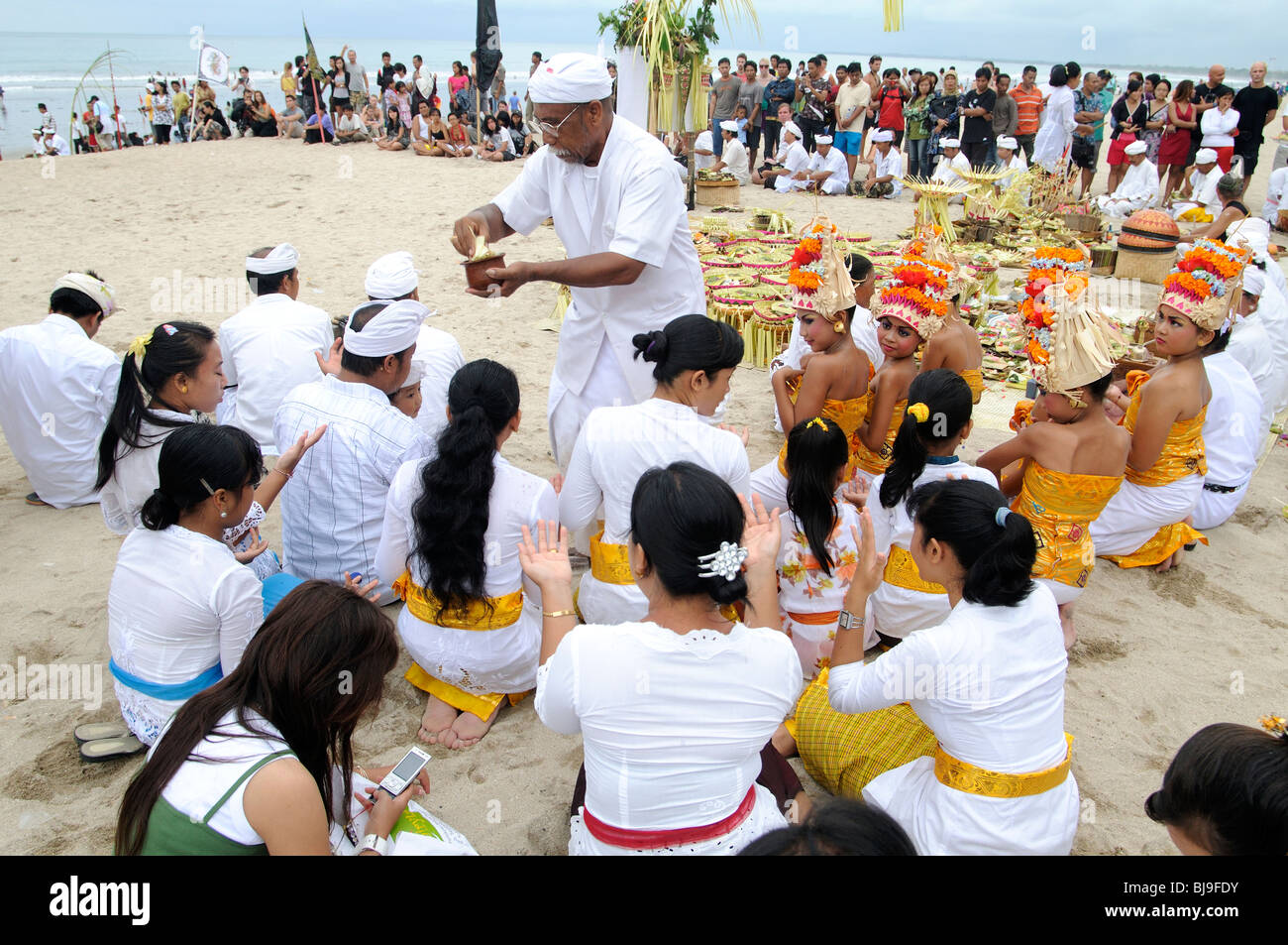 Balinese ceremony on beach, Kuta, Bali, Indonesia Stock Photo - Alamy