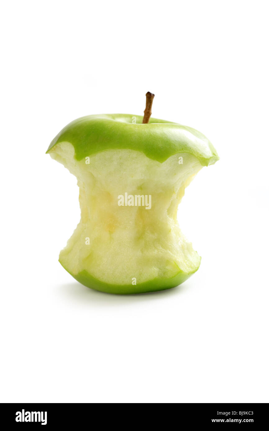 bitten apple on white background Stock Photo - Alamy