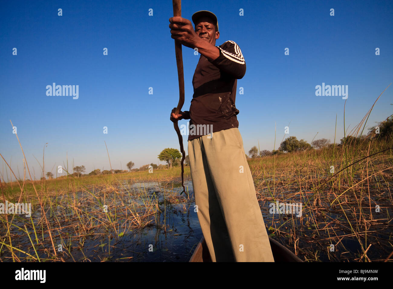 Africa Boat Botswana Guides Okavango Delta Seronga Stock Photo - Alamy