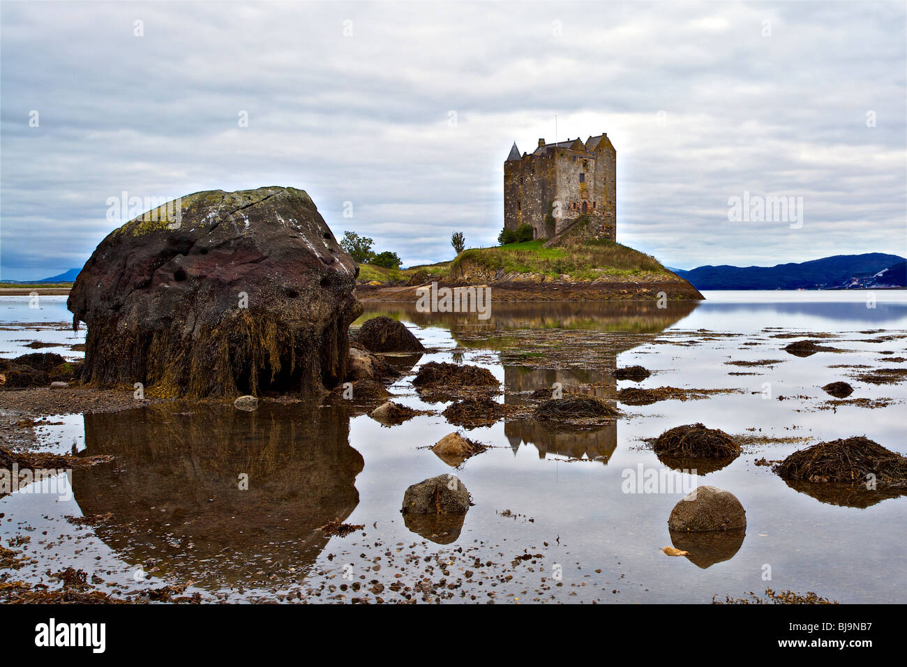 Castle Stalker on Lock Laich an inlet of Loch Linnhe near Port Appin in ...