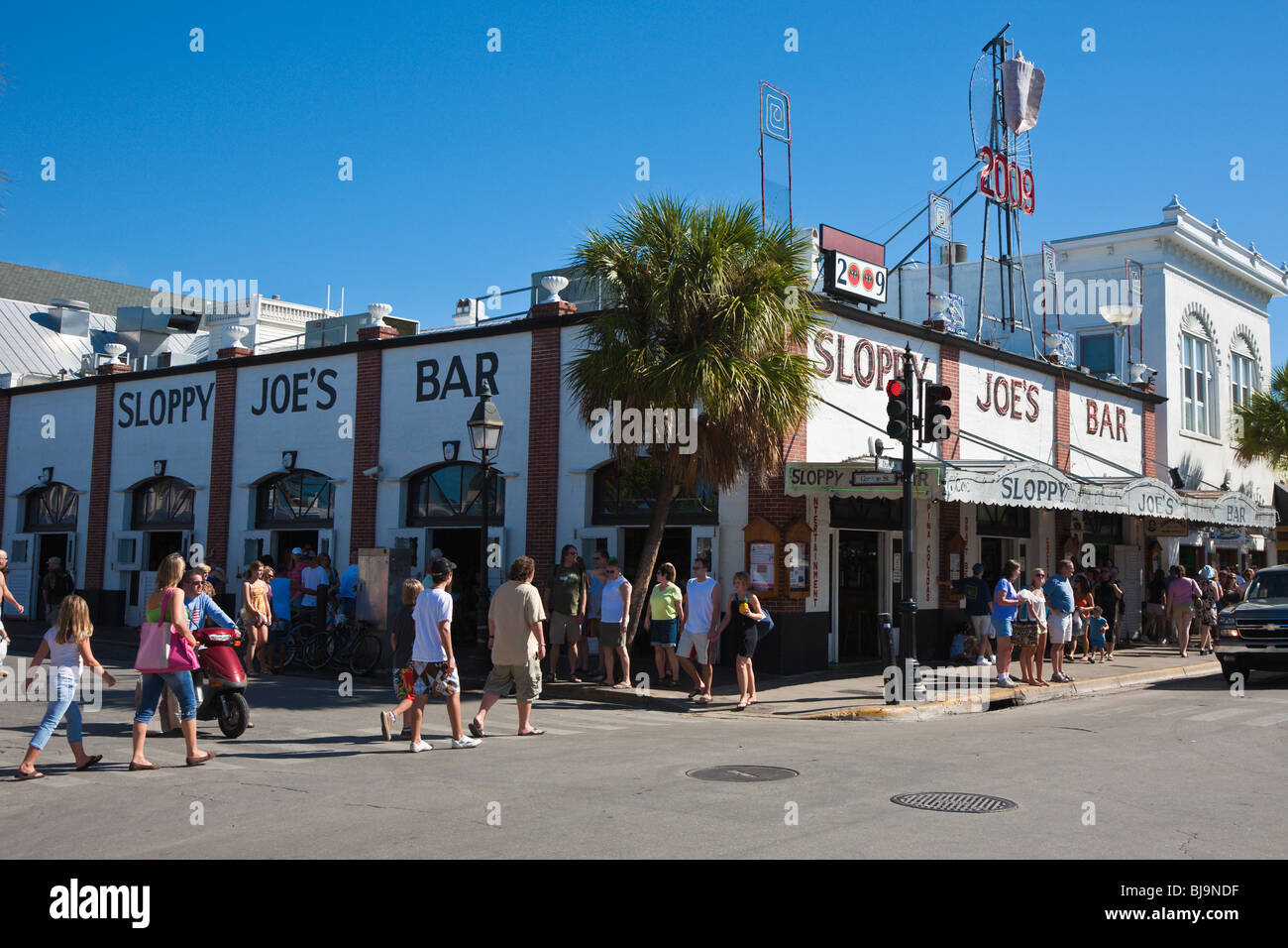 Key West, FL - Dec 2008 - Tourists mingle outside Sloppy Joe's Bar on ...