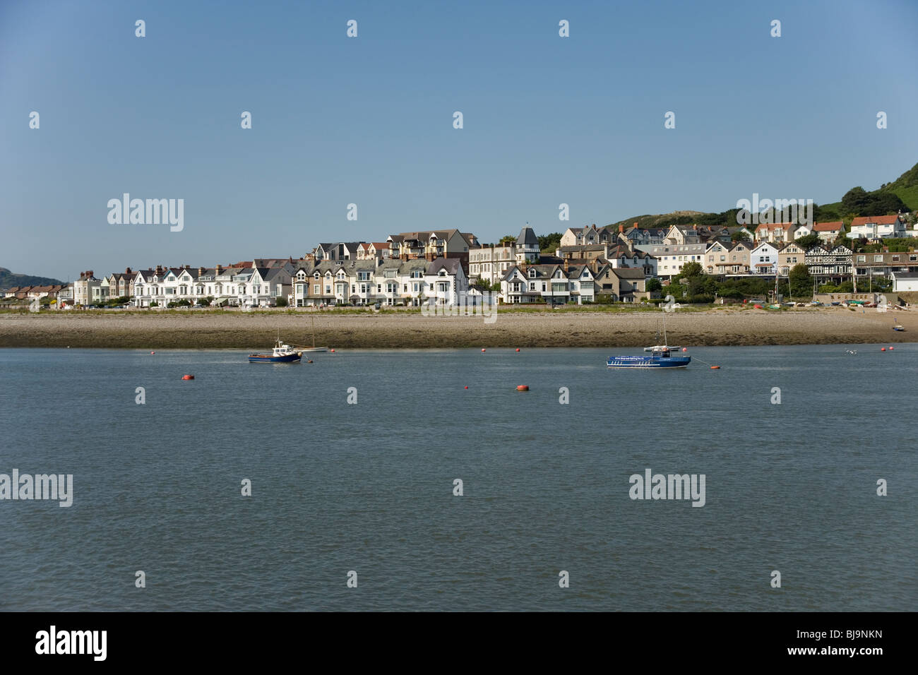Deganwy and the Conwy river from Conwy marina beach in North Wales ...