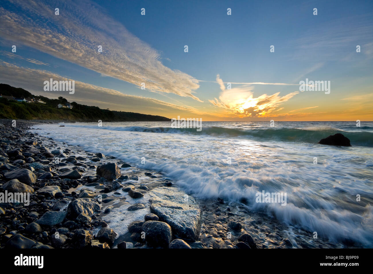 Atlantic Beach Cornwall England Rock Sea Dawn Stock Photo - Alamy