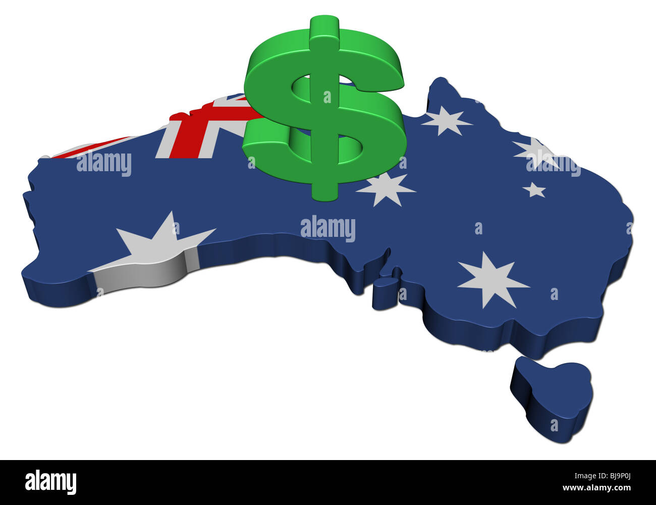 Australia map flag with dollar symbol illustration Stock Photo - Alamy