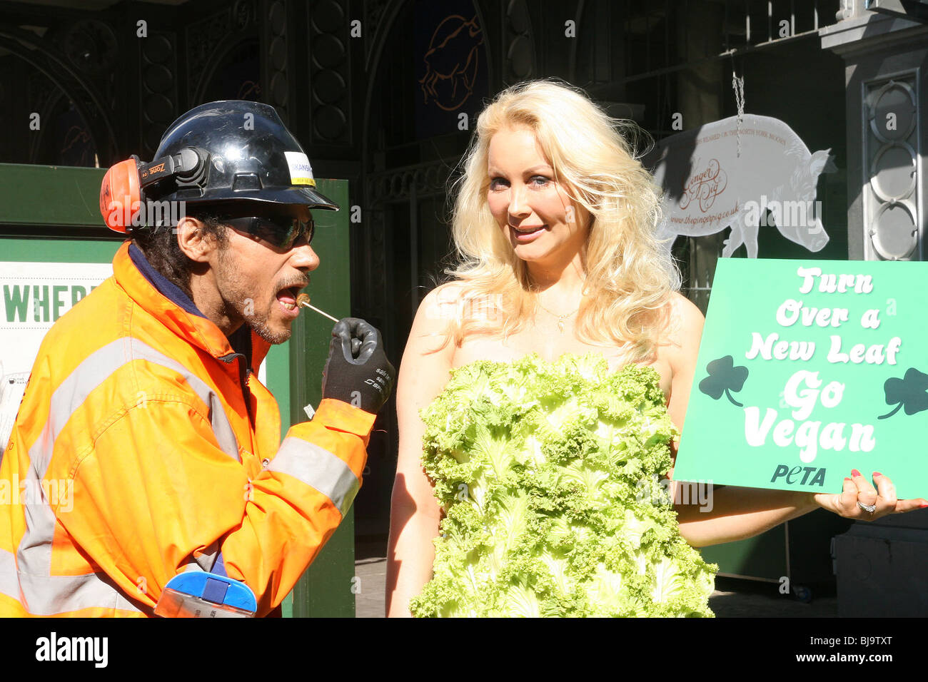Lady Lettuce PETA protest outside Borough Street market London ...