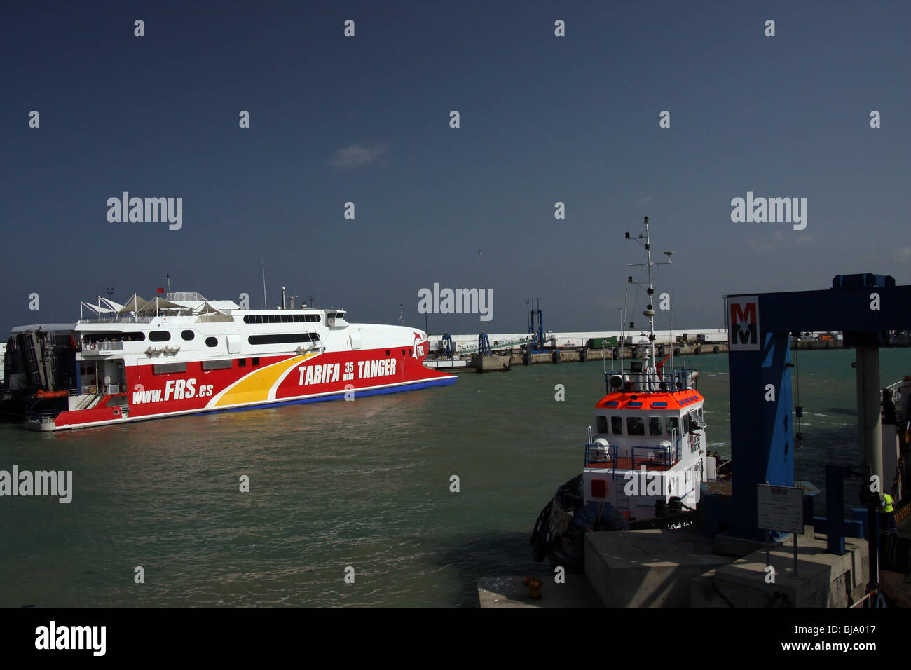 Ferry boat docked at the port of Tanger, Morocco Stock Photo - Alamy