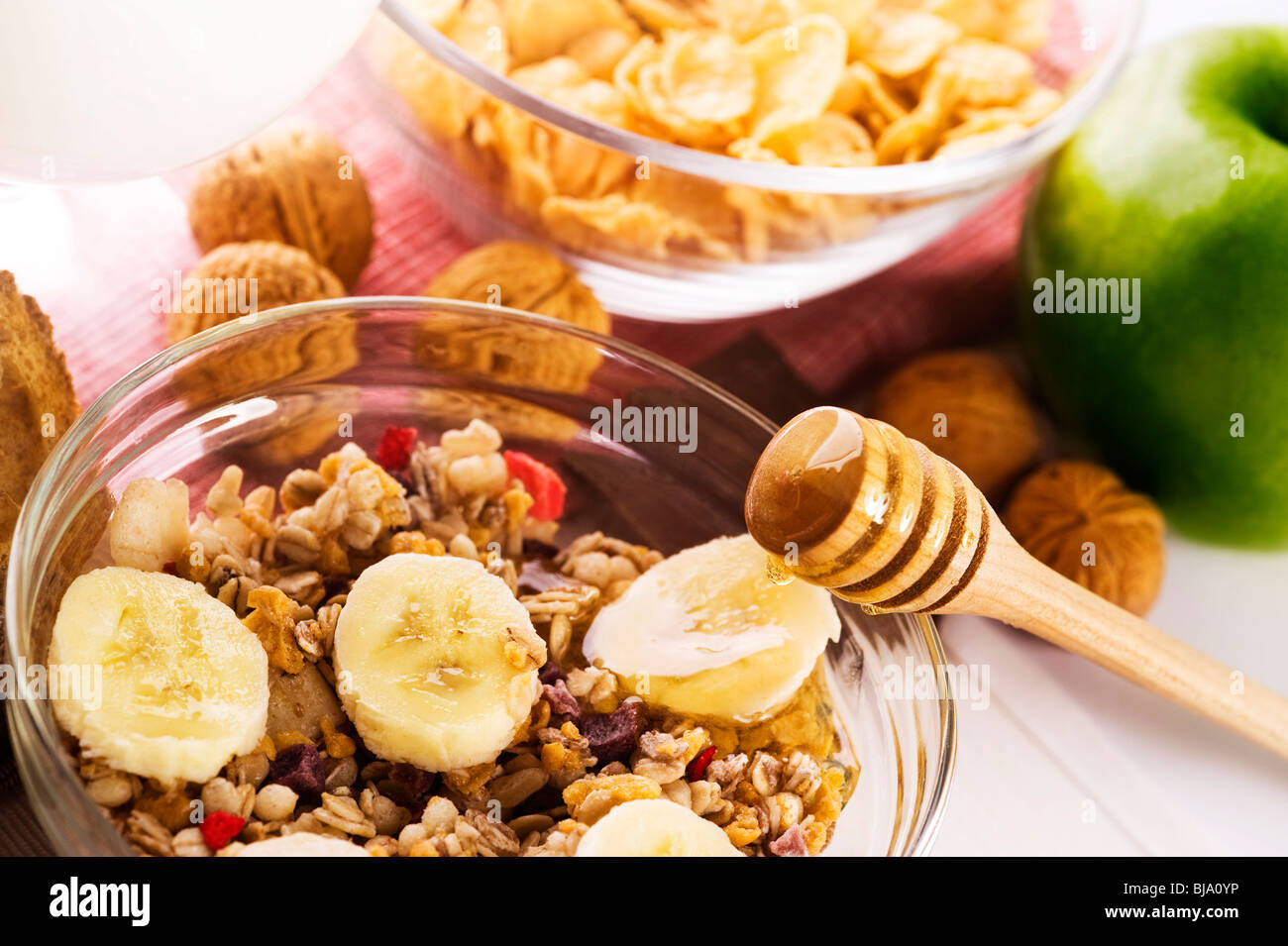 healthy breakfast composition on the table Stock Photo - Alamy