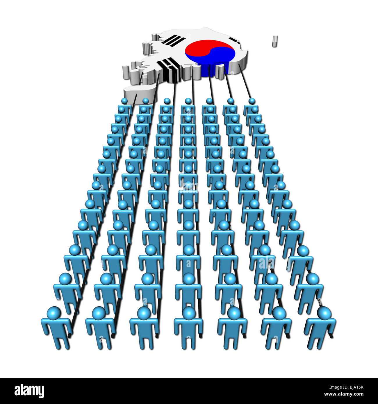 teamwork abstract people pulling South Korea map flag illustration ...