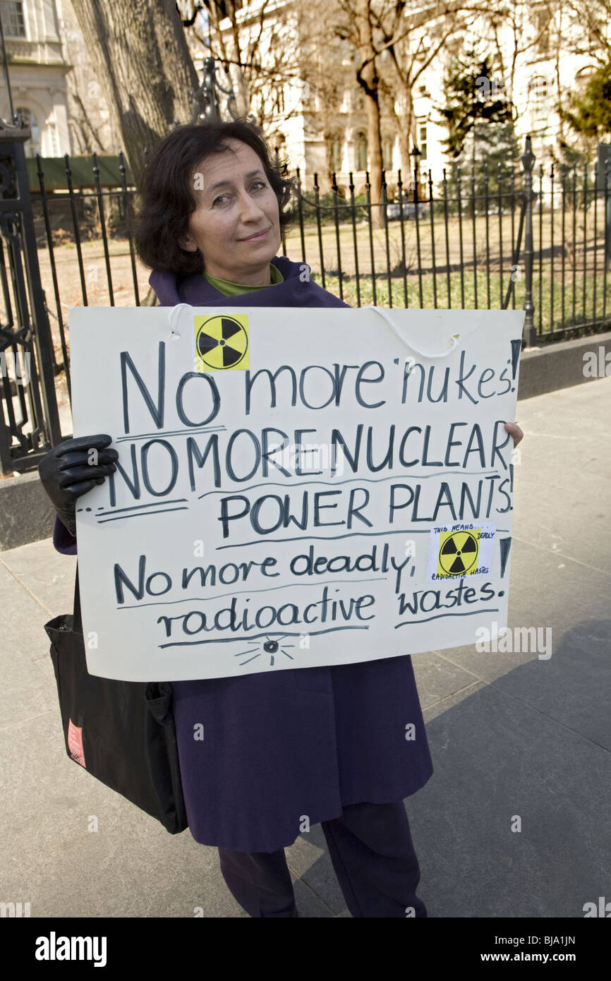 Antinuclear activist reminding us about the dangers of radioactivity ...