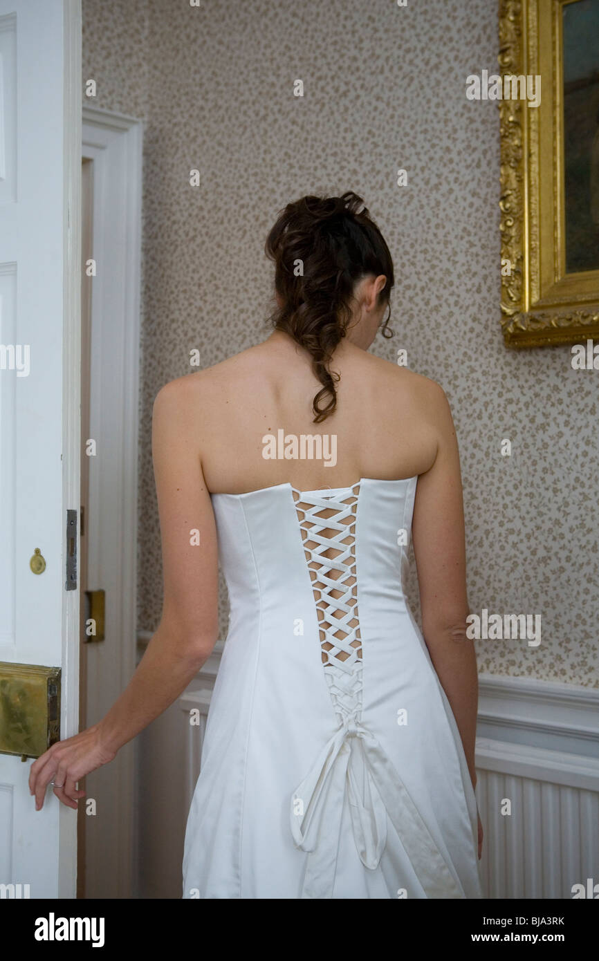 Bride to be after getting dressed Stock Photo - Alamy