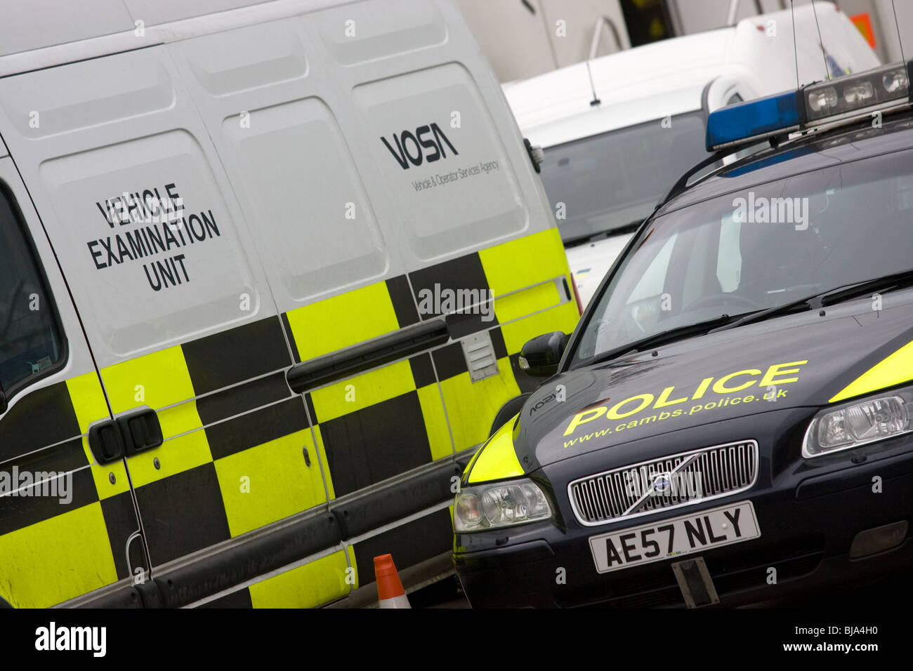 Police cars and VOSA Vehicle Examination Unit Stock Photo - Alamy