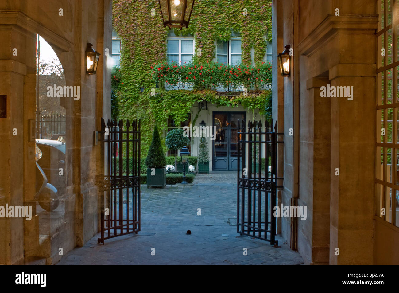 Paris, France, Fancy Tourist Hotel , Entrance Exterior, Garden, on ...