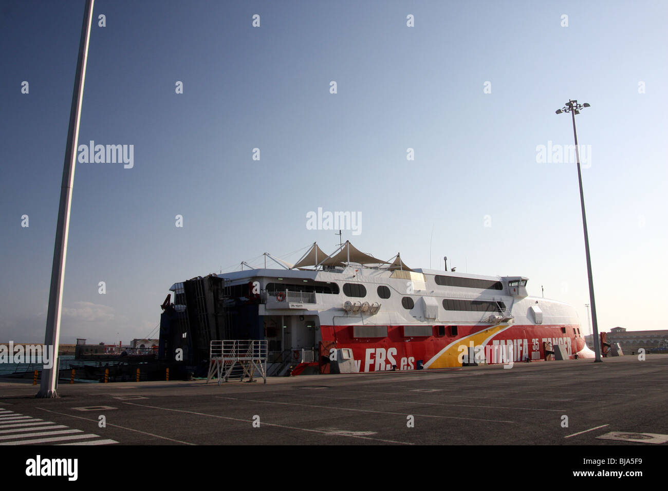Ferry boat docked at the port of Tanger, Morocco Stock Photo - Alamy