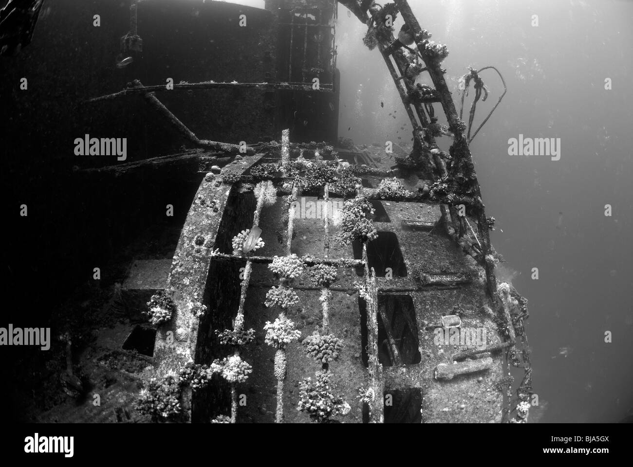 Upper deck of the Salem Express wreck off Safaga, Red Sea Stock Photo ...