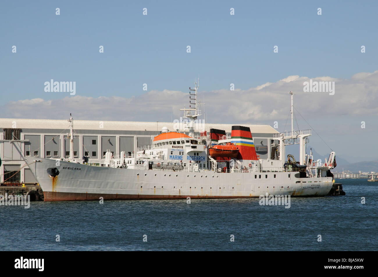 The Africana a marine research ship alongside in Cape Town harbour ...