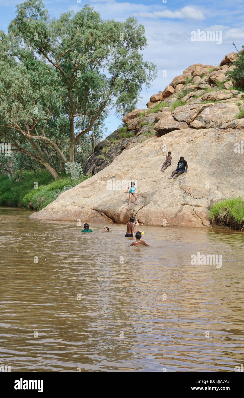 swimming in the todd river in Alice Springs Stock Photo - Alamy