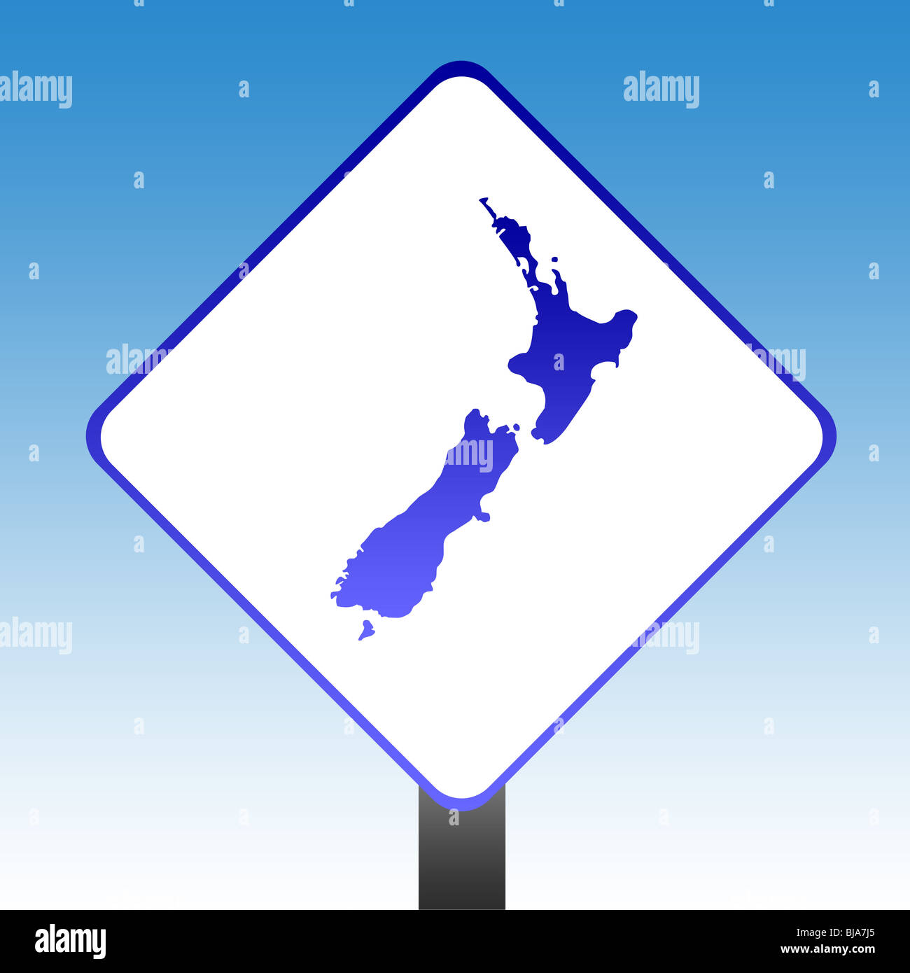 New Zealand road sign with blue sky background Stock Photo - Alamy