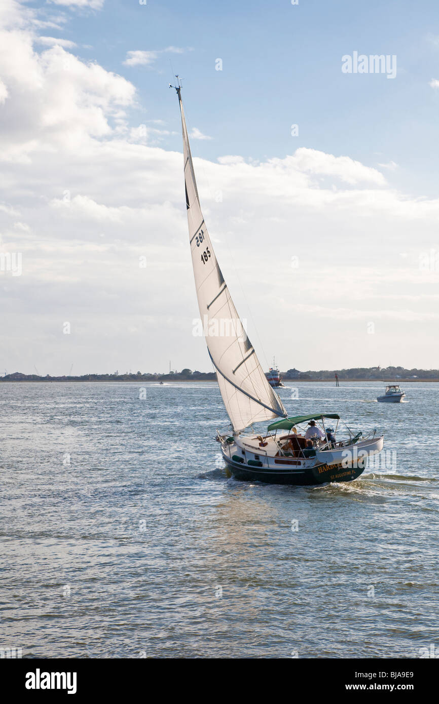 St. Augustine - Jan 2009 - Sailboat navigates the Tolomato River north ...