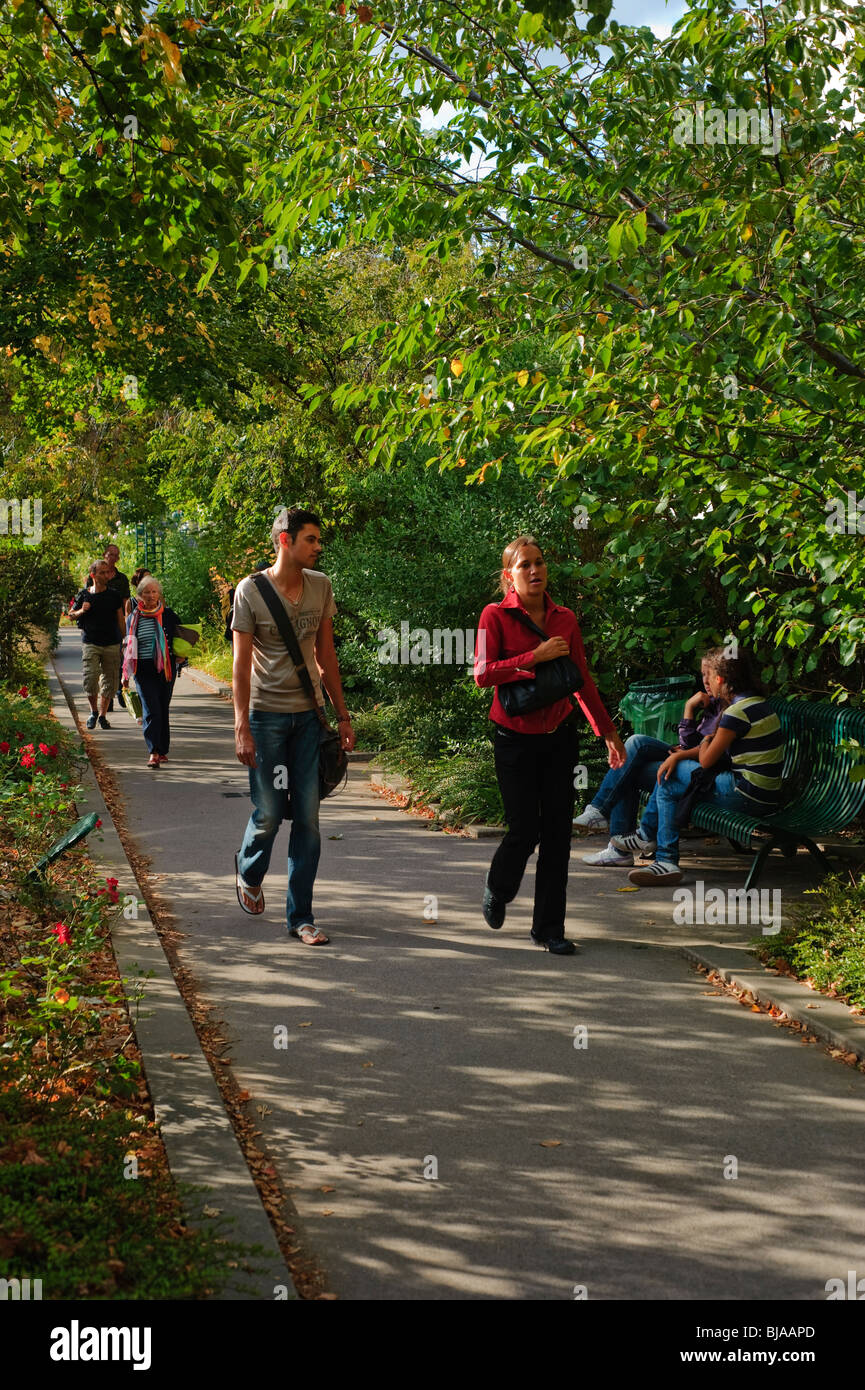Paris, France - French Adults Walking in "Promenade Plantée" Park ...