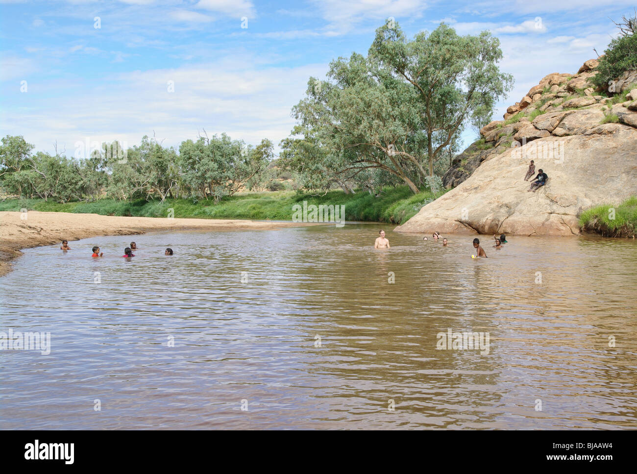 swimming in the todd river in Alice Springs Stock Photo - Alamy