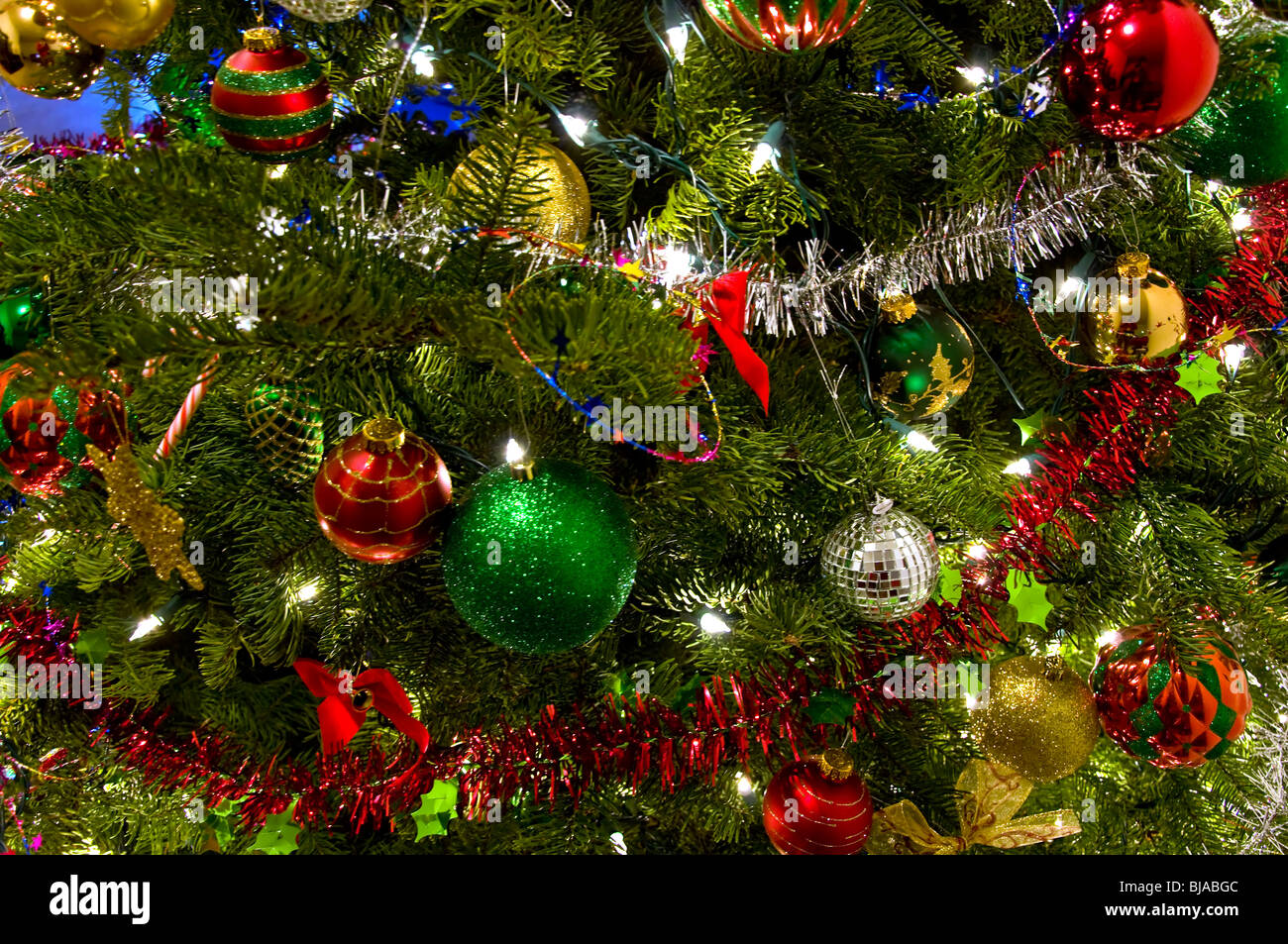 Christmas tree with lights Stock Photo - Alamy