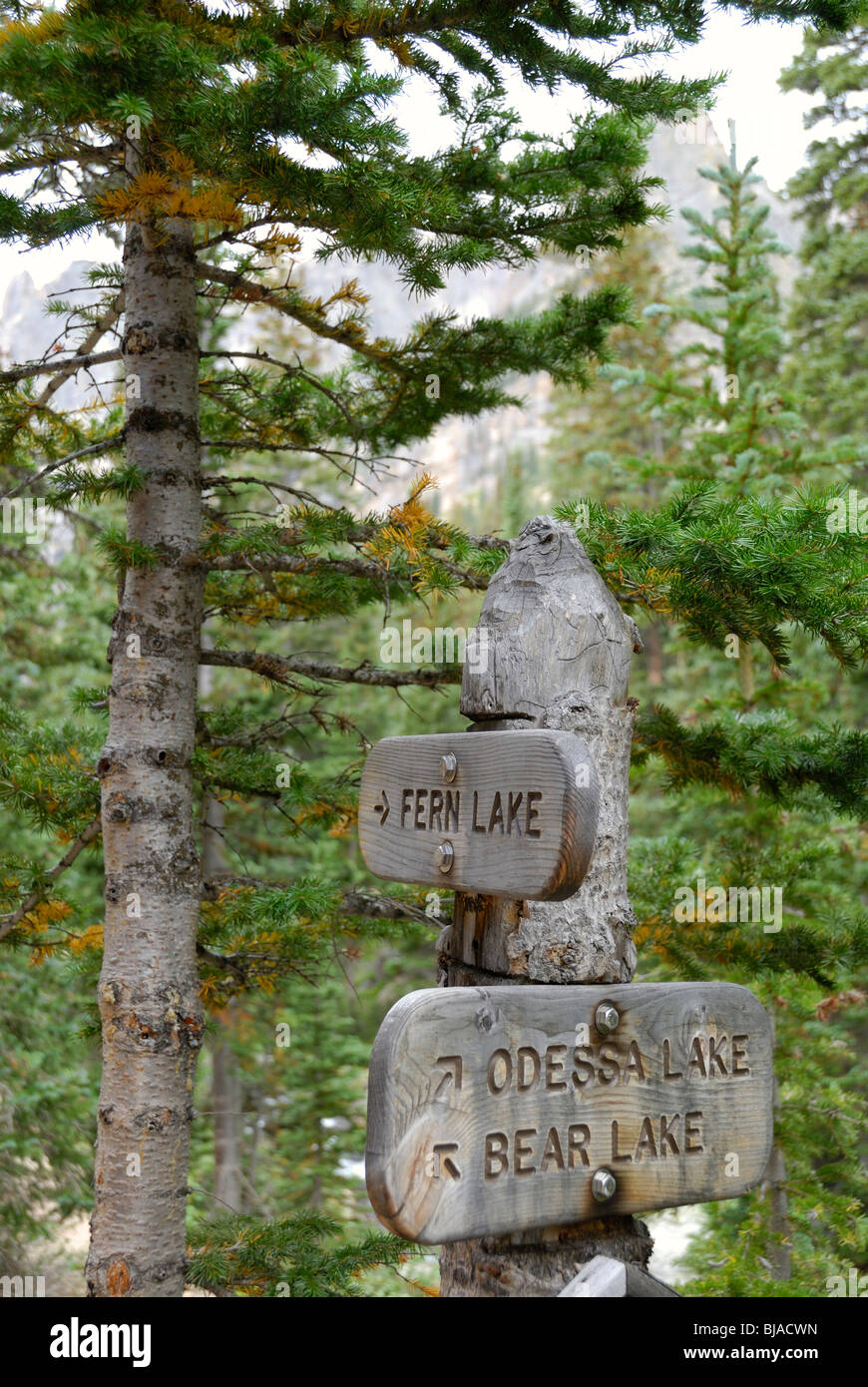 Signs in Rocky Mountain National Park in Colorado State, USA Stock ...