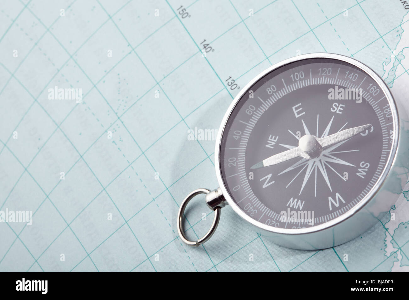 Map with a compass Stock Photo - Alamy