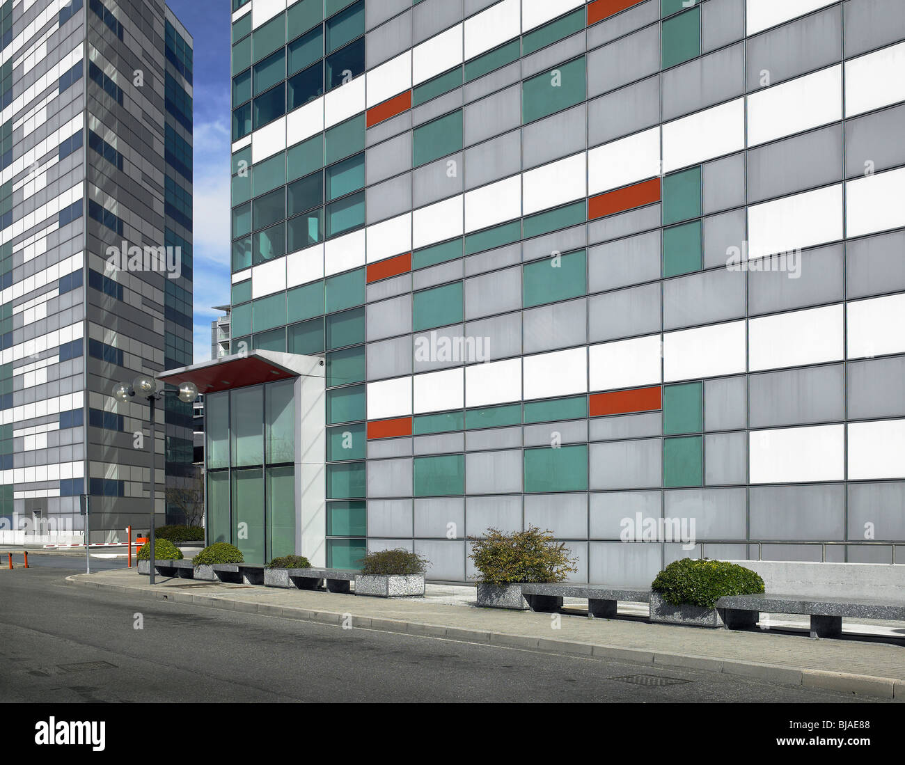 street view in a modern suburban area near Milano, Italy Stock Photo ...