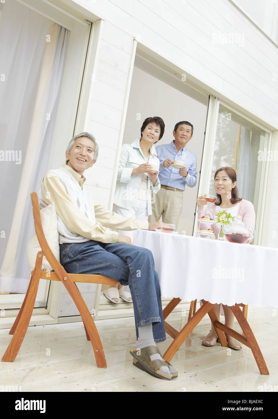 Senior group drinking tea Stock Photo - Alamy
