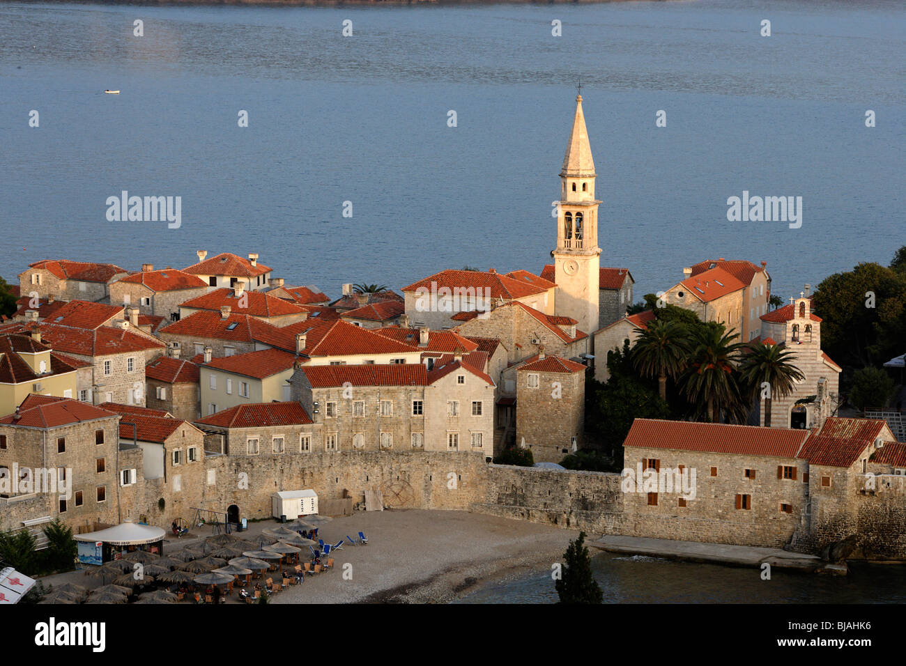 Budva,old town peninsula,Cathedral of St John,Bell tower,fortification ...