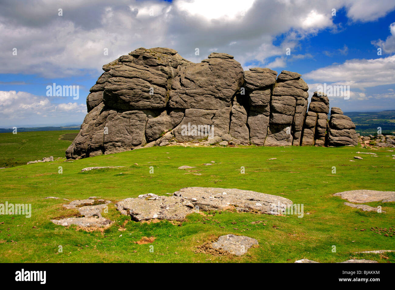 Summer Landscape view of Haytor Granite Rock Formation at Dartmoor ...