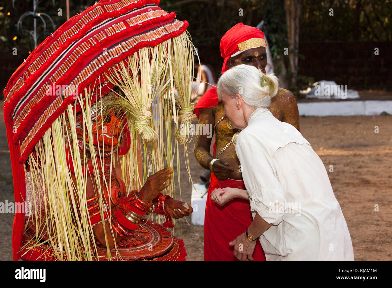India, Kerala, Cannanore (Kannur), Theyyam, serpent deity Naga Kanni ...