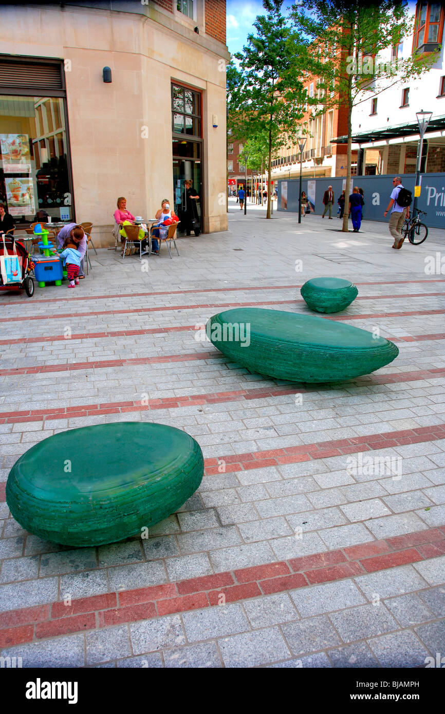 Green Glass Sculptures in Exeter City centre Devon England UK Stock ...