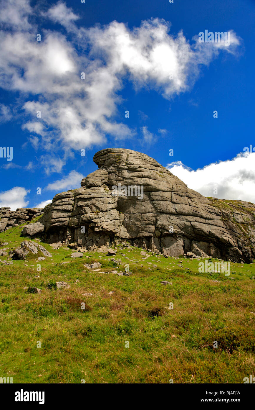 Summer Landscape view of Haytor Granite Rock Formation at Dartmoor ...