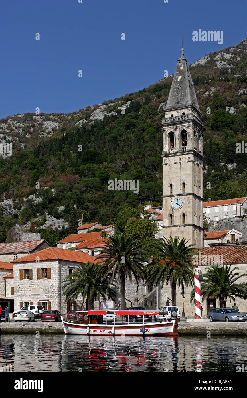 Perast,old town,St Nicholas Church,Kotor Bay,Montenegro Stock Photo - Alamy