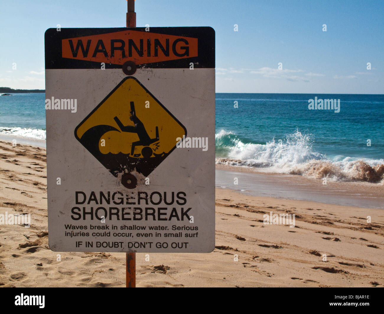 Beach warning sign Stock Photo - Alamy