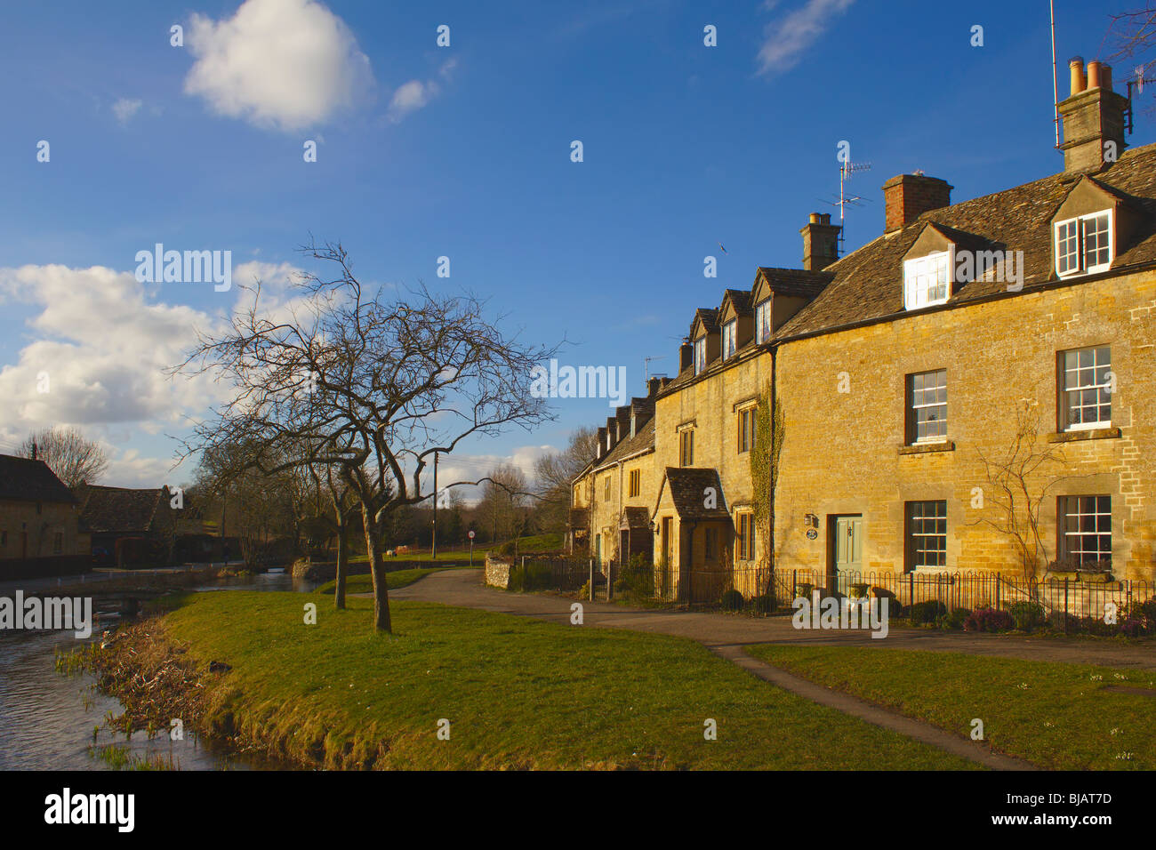 lower slaughter village the cotswolds gloucestershire the midlands ...