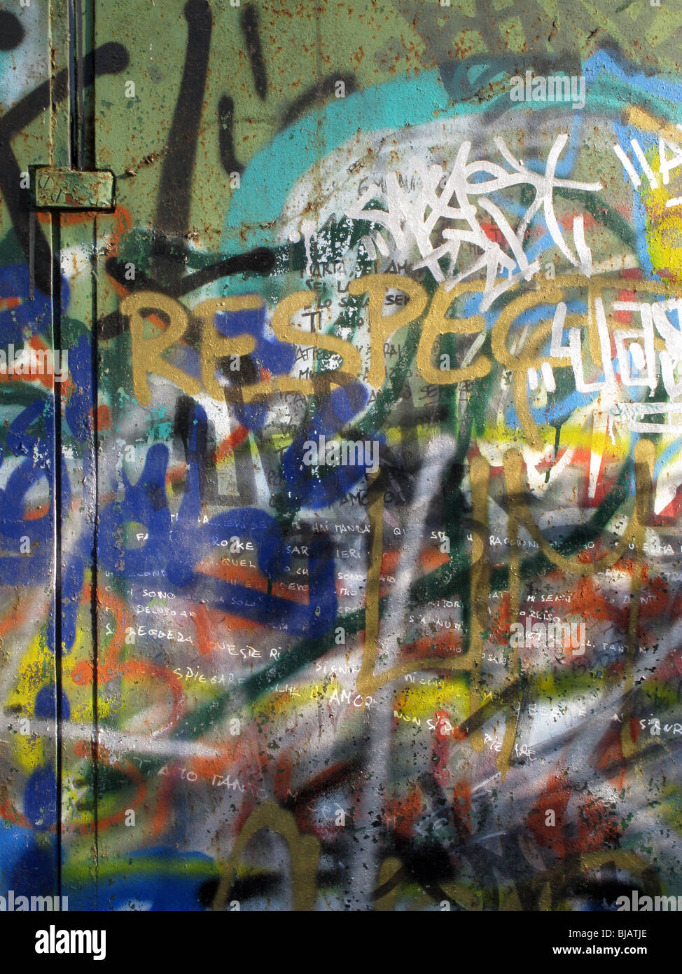 respect word graffiti on high wall gate Stock Photo - Alamy