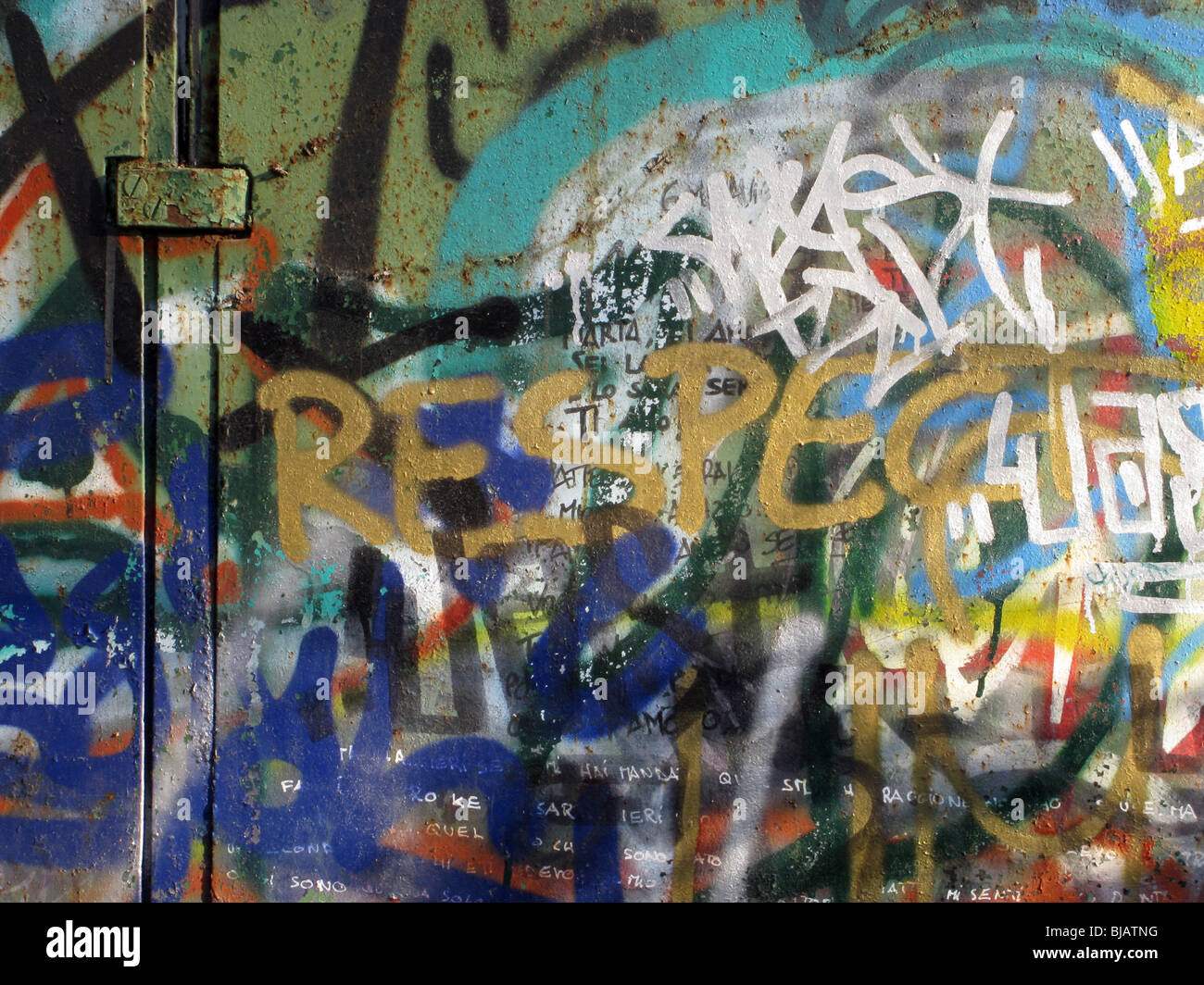 respect word graffiti on high wall gate Stock Photo - Alamy