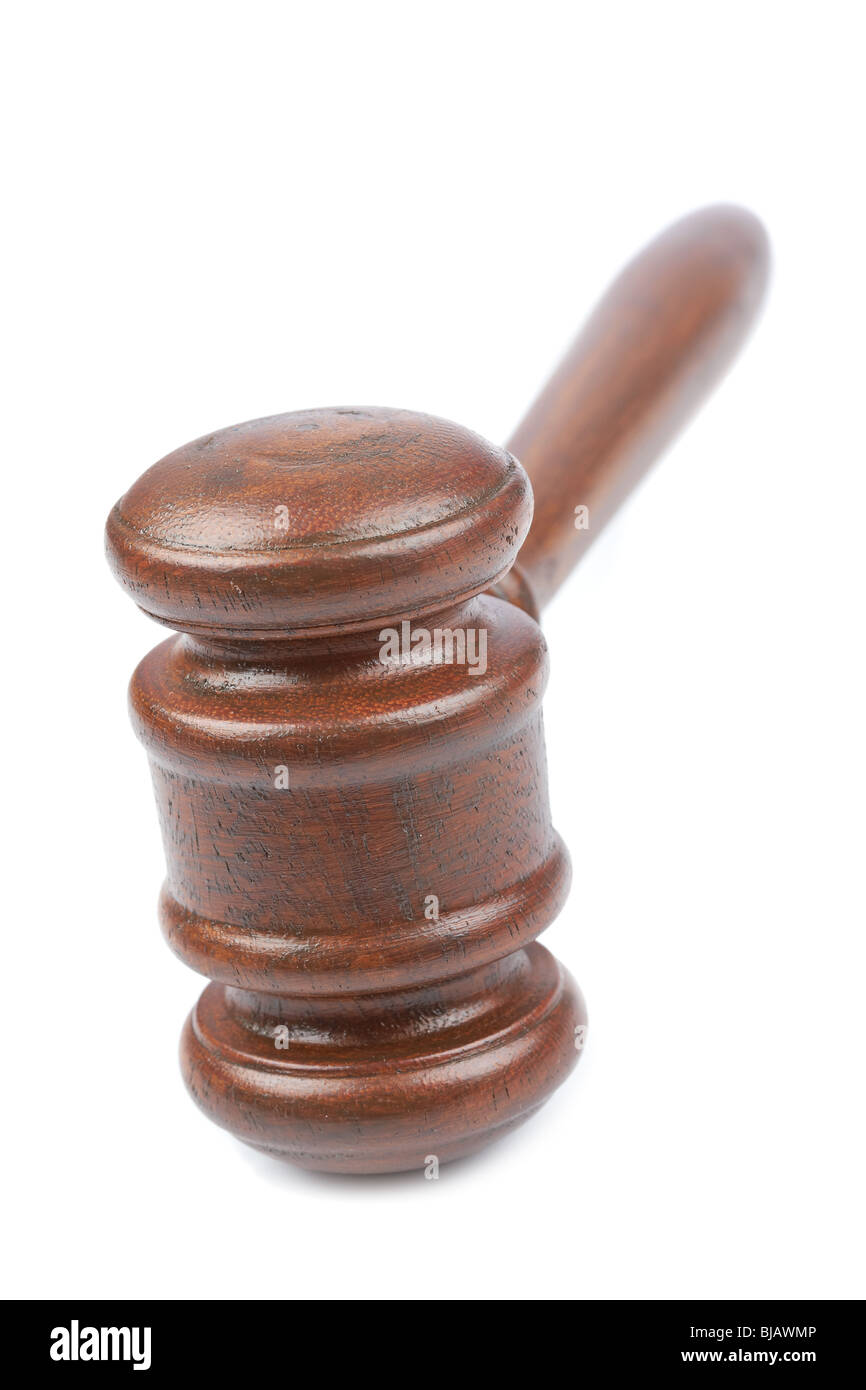 Wooden gavel from the court with soft shadow on white background Stock ...