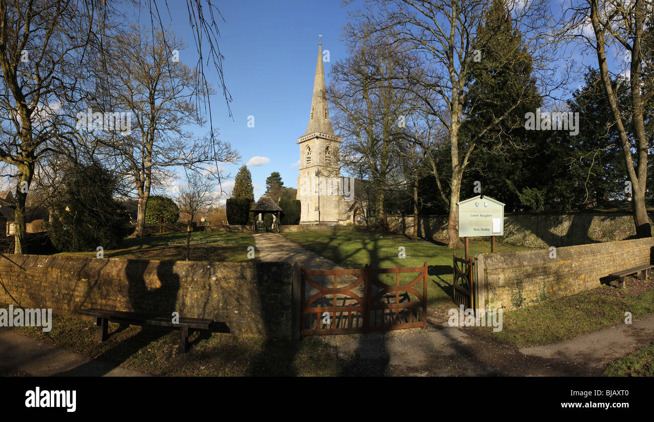 lower slaughter village the cotswolds gloucestershire the midlands ...