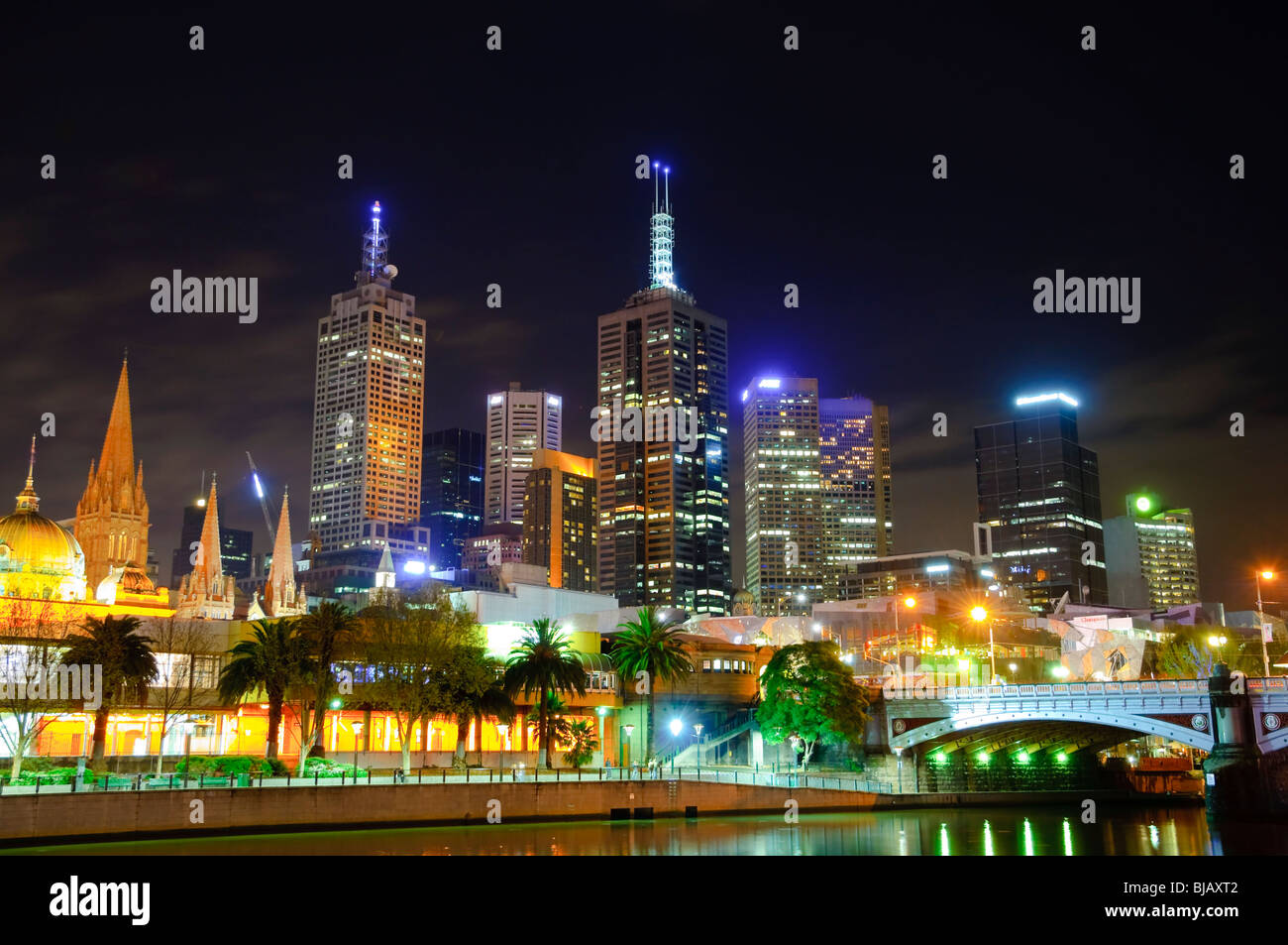 Melbourne city night lights hi-res stock photography and images - Alamy