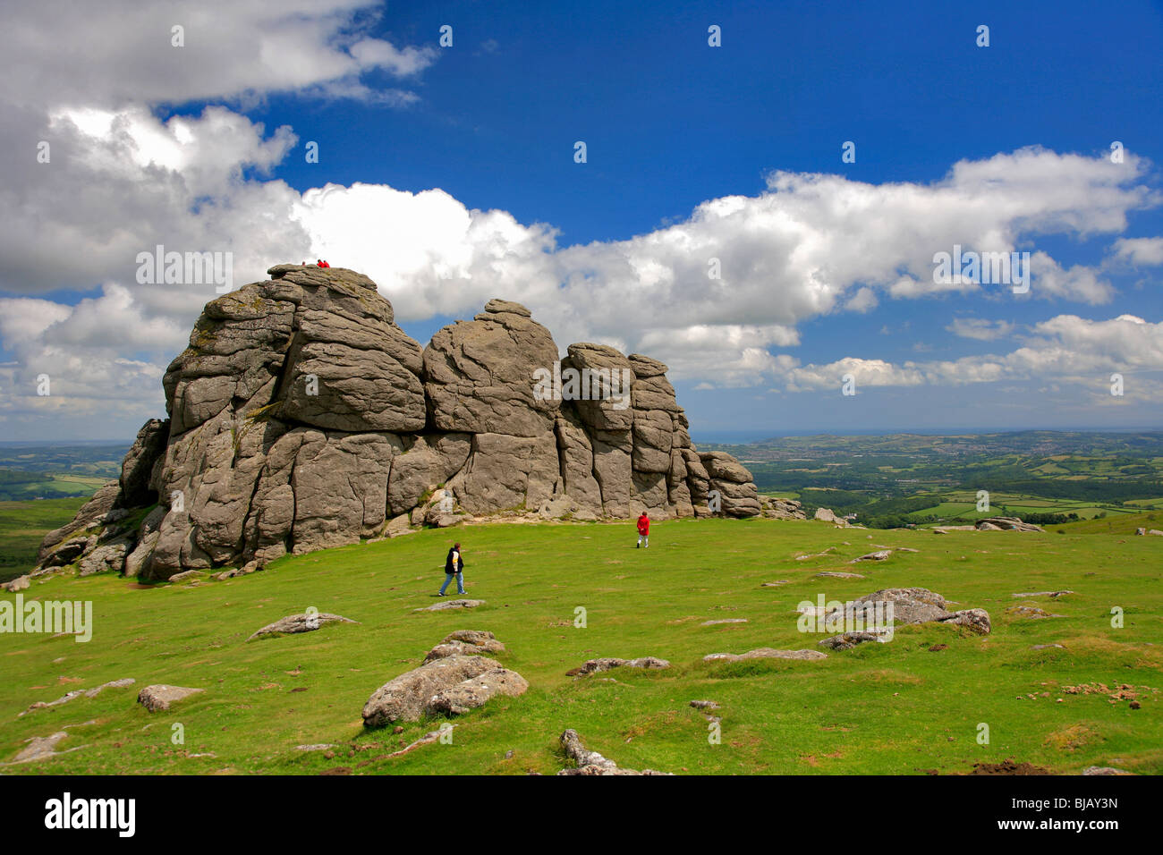 Summer Landscape view of Haytor Granite Rock Formation at Dartmoor ...