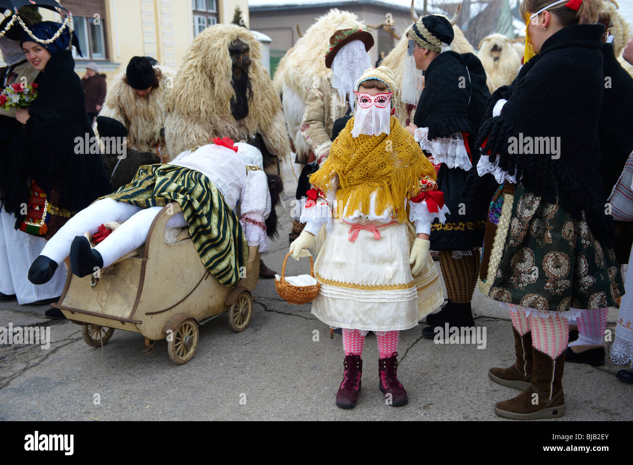 Hungarian Sokácok on the Tuesday procession of the Busojaras Spring ...