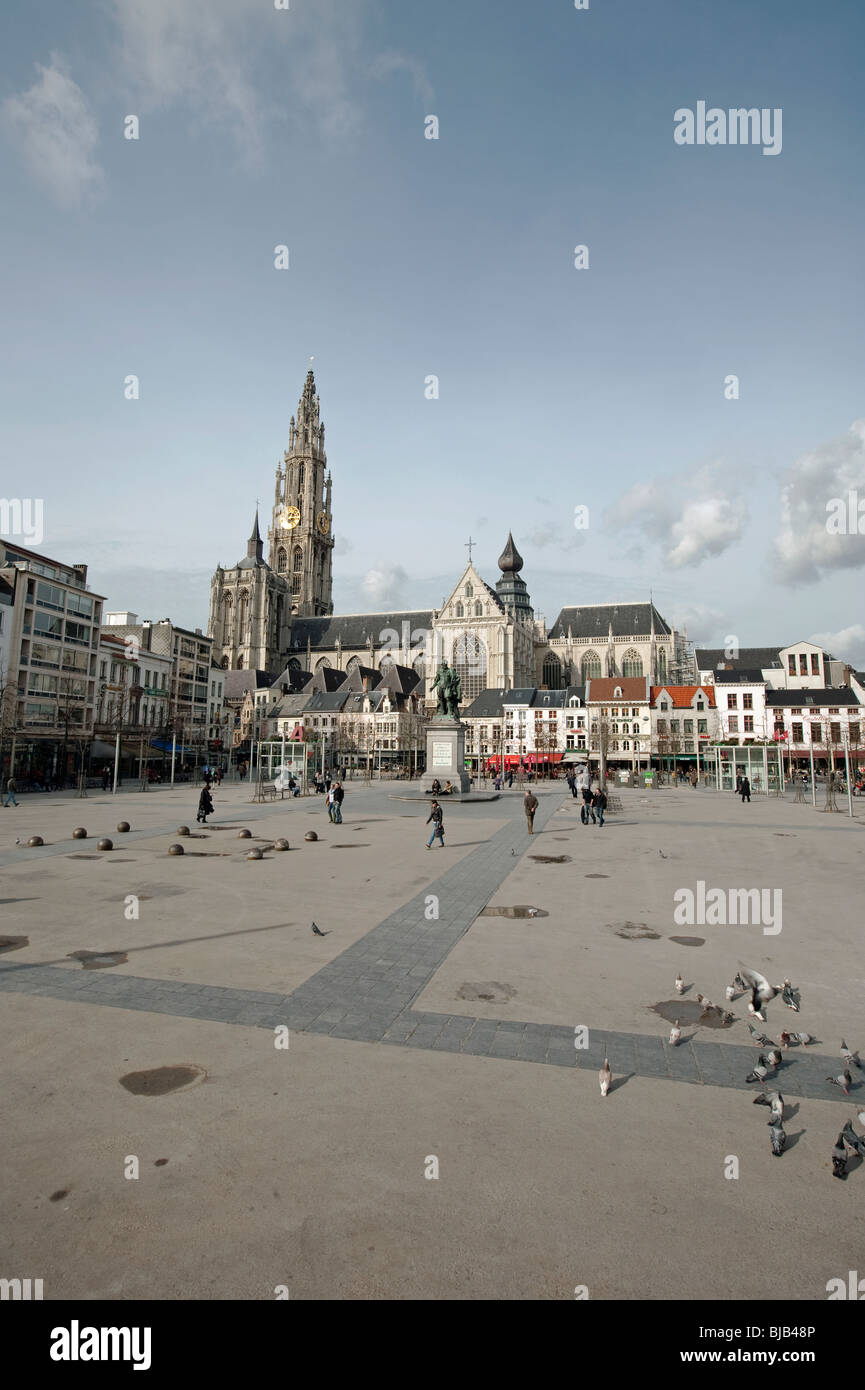 The Groenplaats or 'Green Place', one of Antwerp's most prominent ...