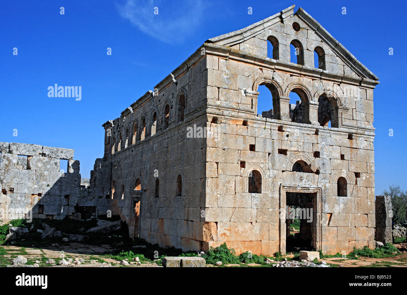 Byzantine church (5th century), Deir Semaan (Telanissos), Syria Stock ...
