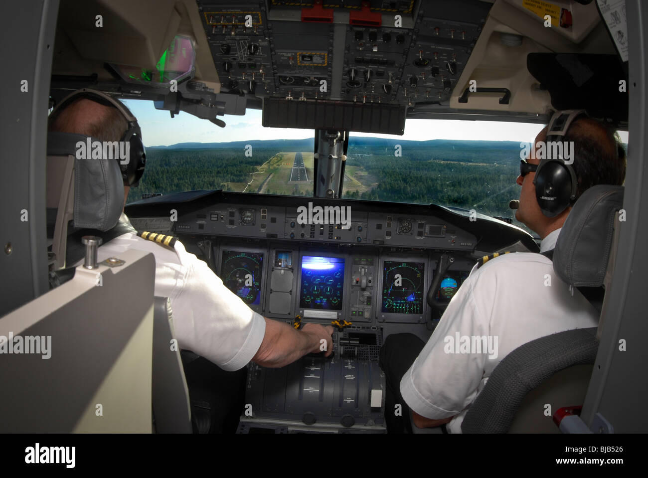 final approach as seen from cockpit into Flagstaff, Arizona Stock Photo ...