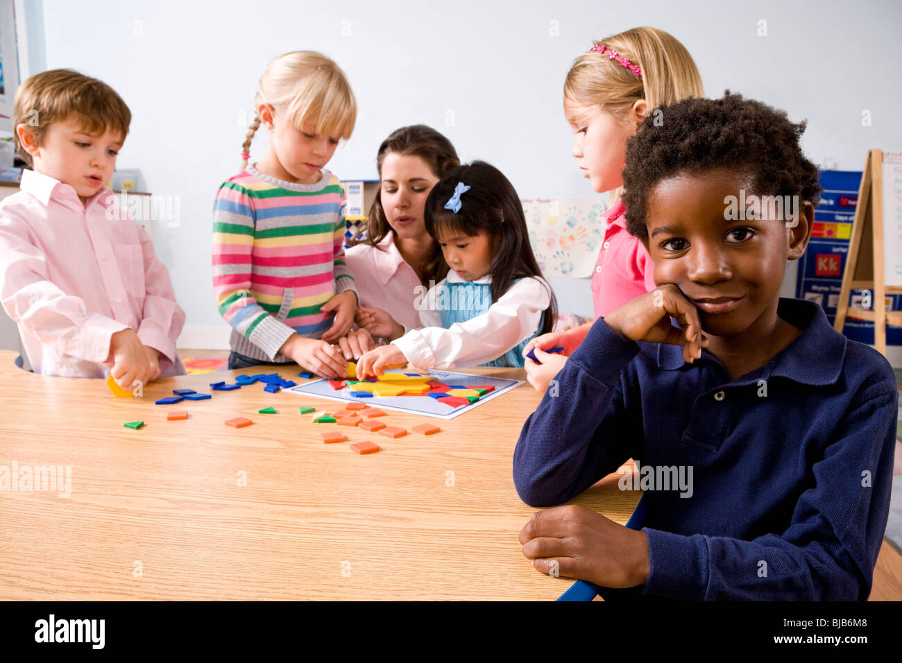 Happy five year old African-American child in school Stock Photo - Alamy
