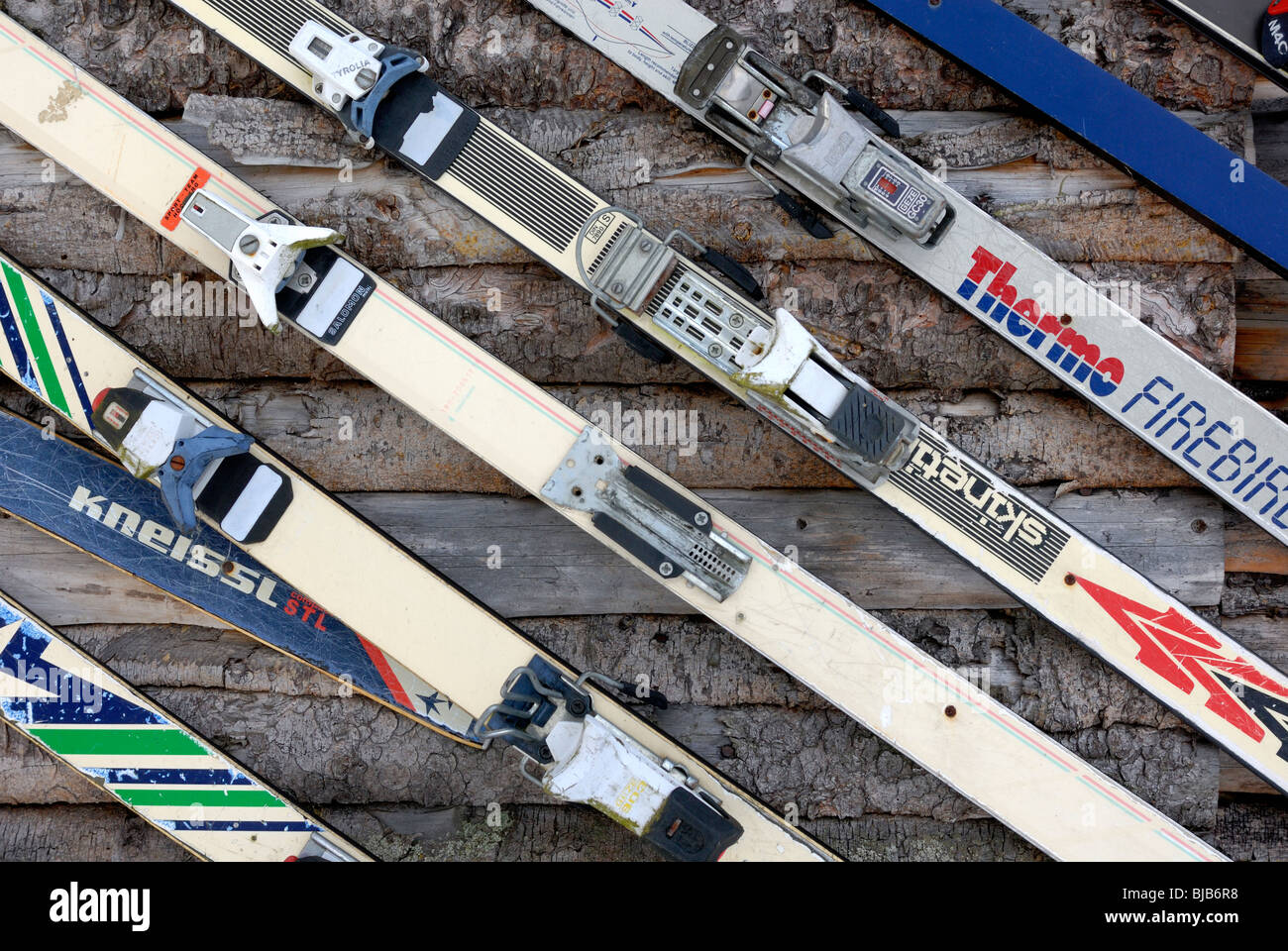 Close up of old ski equipment hi-res stock photography and images - Alamy